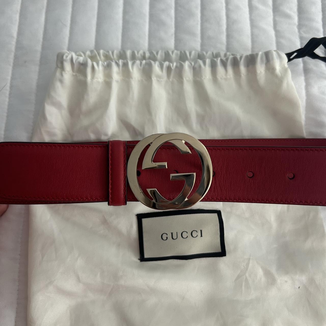 red gucci belt worn twice in great condition! - Depop