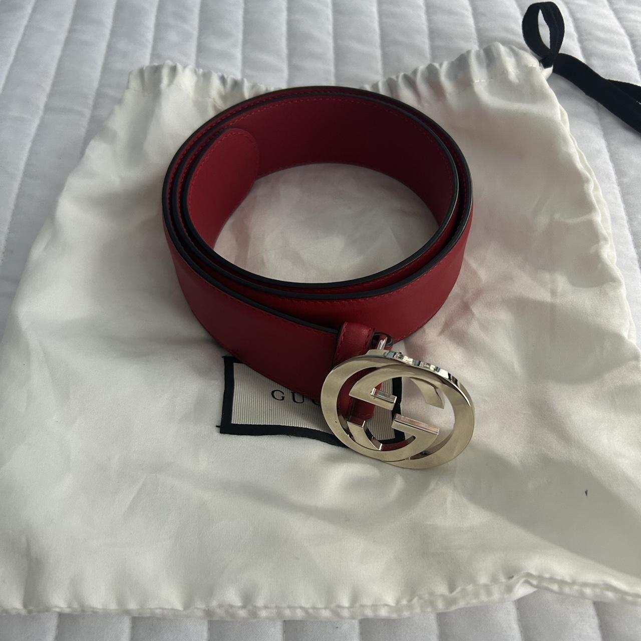 red gucci belt worn twice in great condition! - Depop