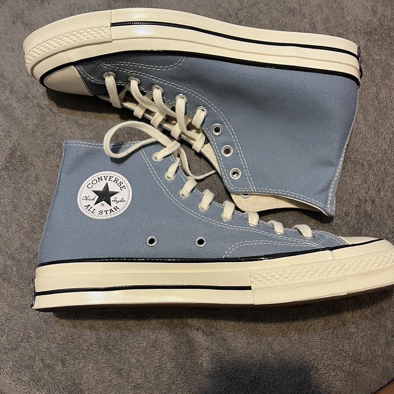 Converse high top blue platforms unisex shoes Size:... - Depop
