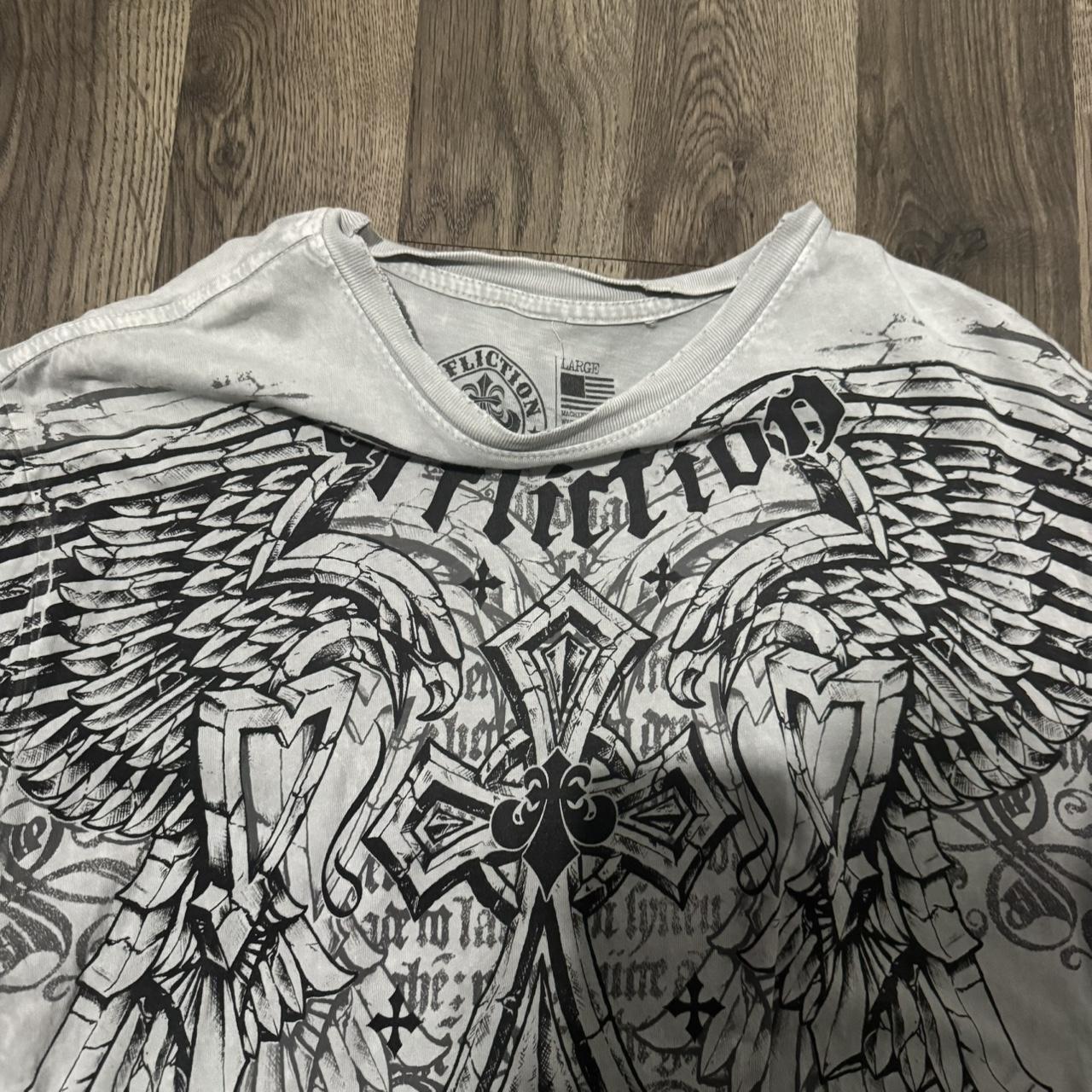 White Affliction shirt with black design #goth #grunge | Depop