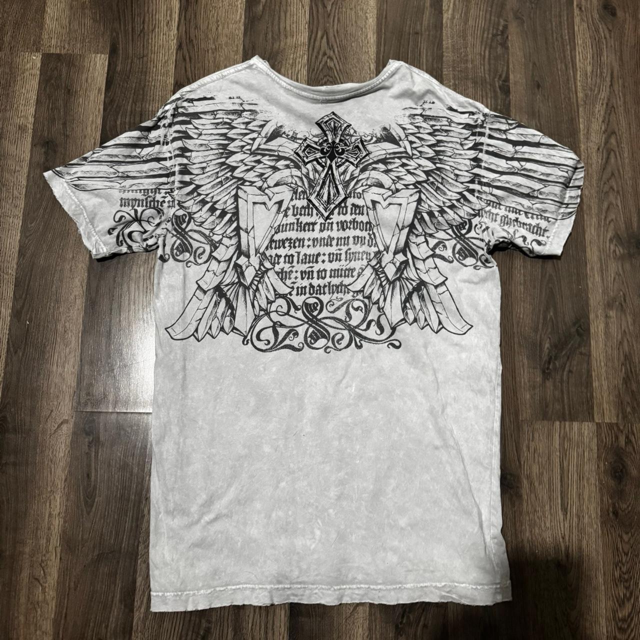 White Affliction shirt with black design #goth #grunge | Depop