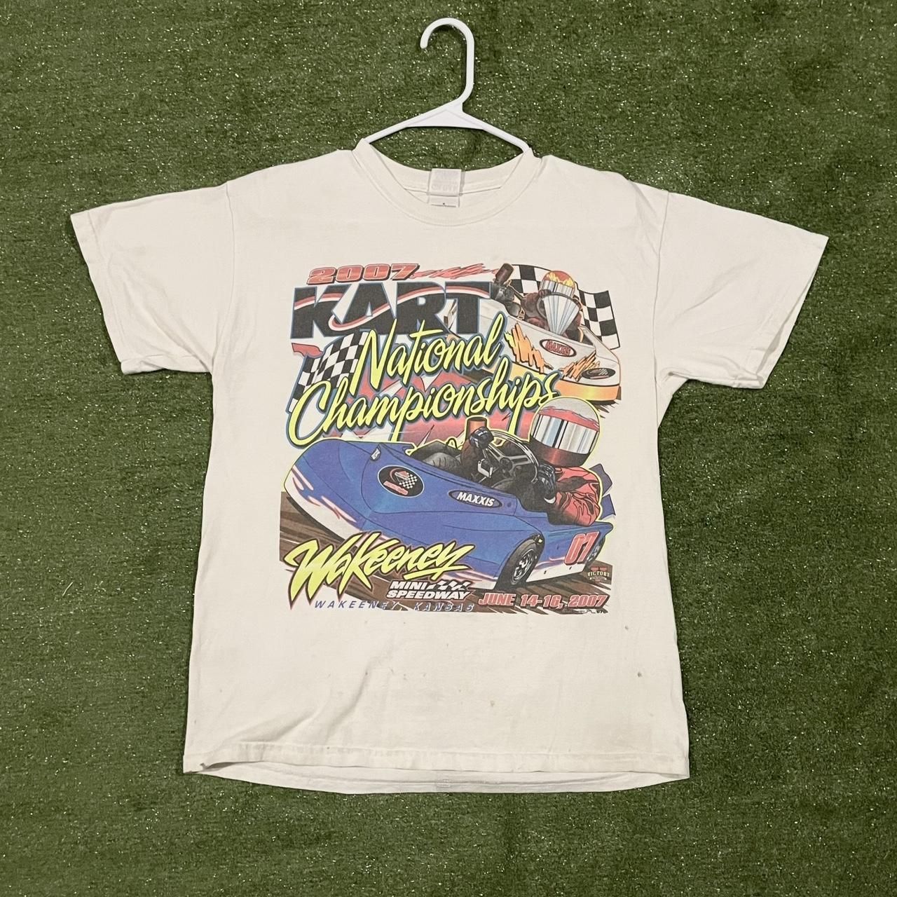 Dope little vintage racing t shirt with noticeable... - Depop
