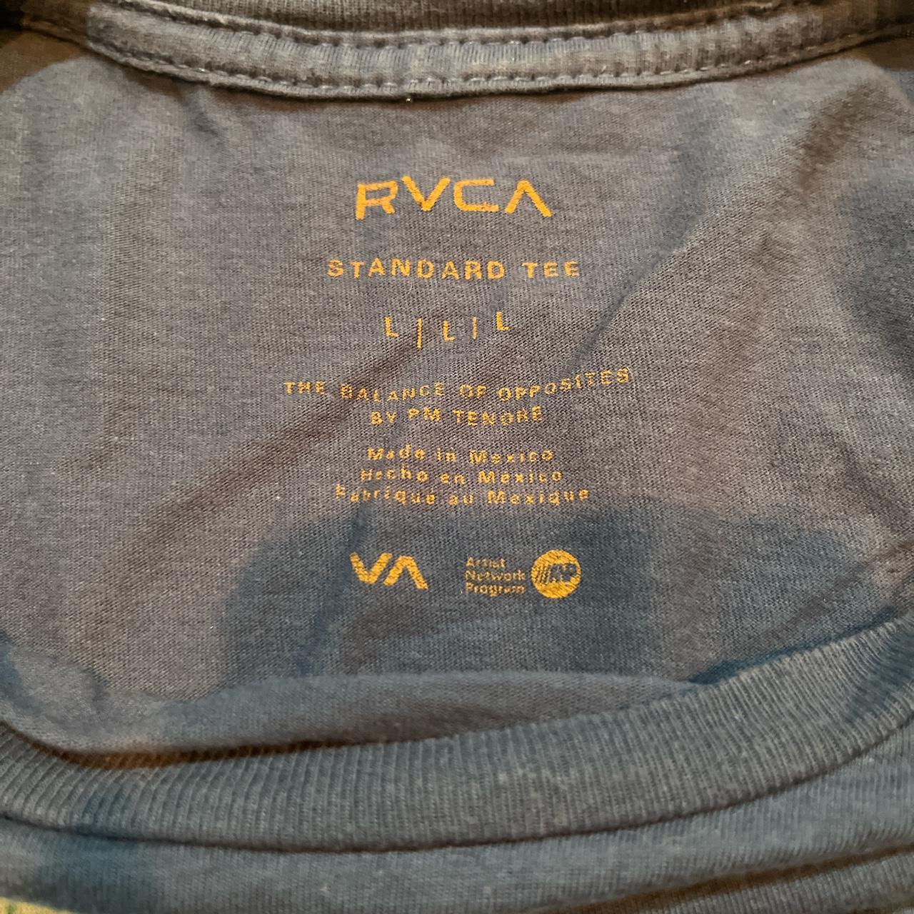 RVCA blue shirt Simple logo design L fits to size - Depop