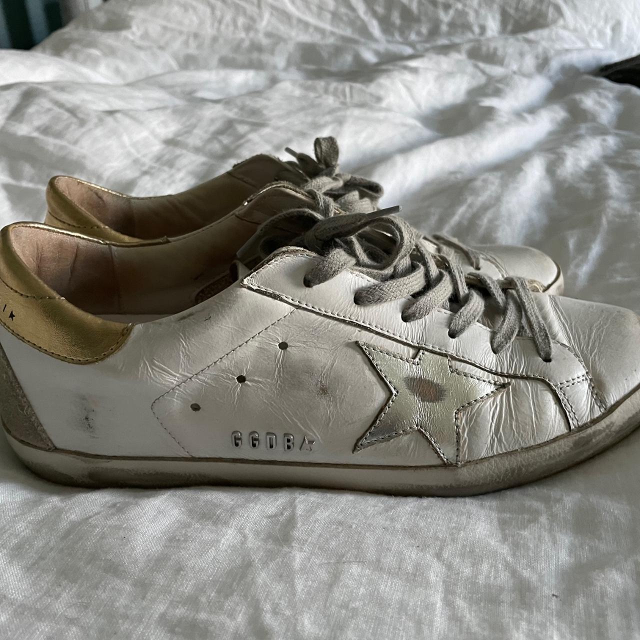 Golden Goose trainers size 7, silver star and gold... - Depop