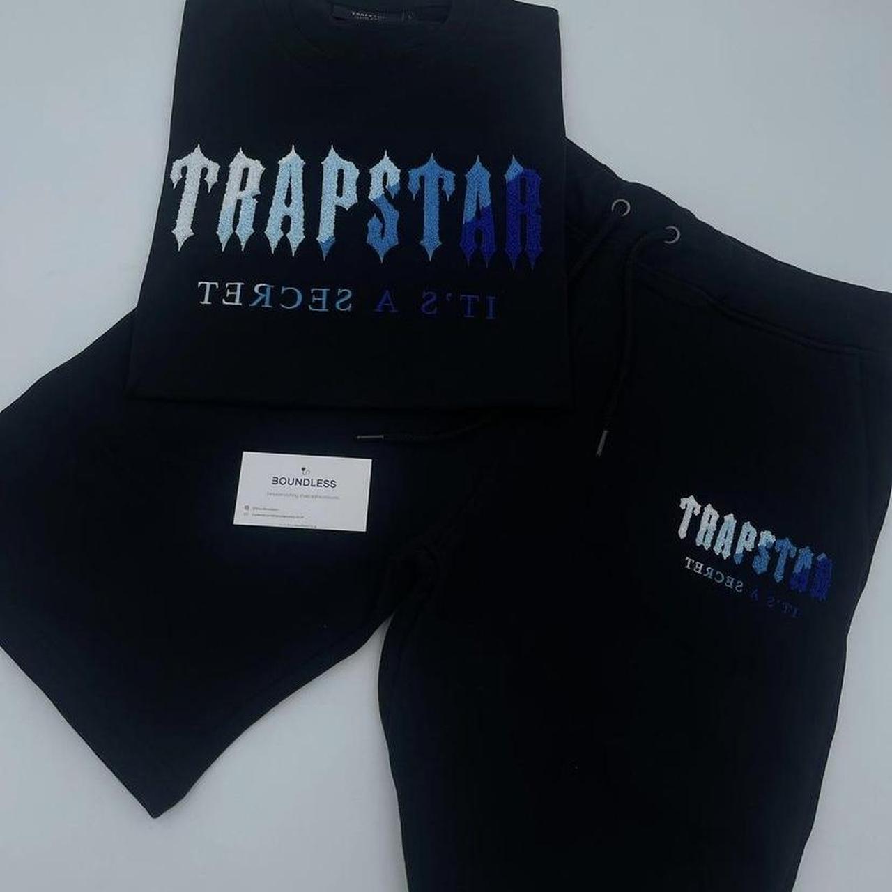 Trapstar chenille decoded short set summer set black... - Depop