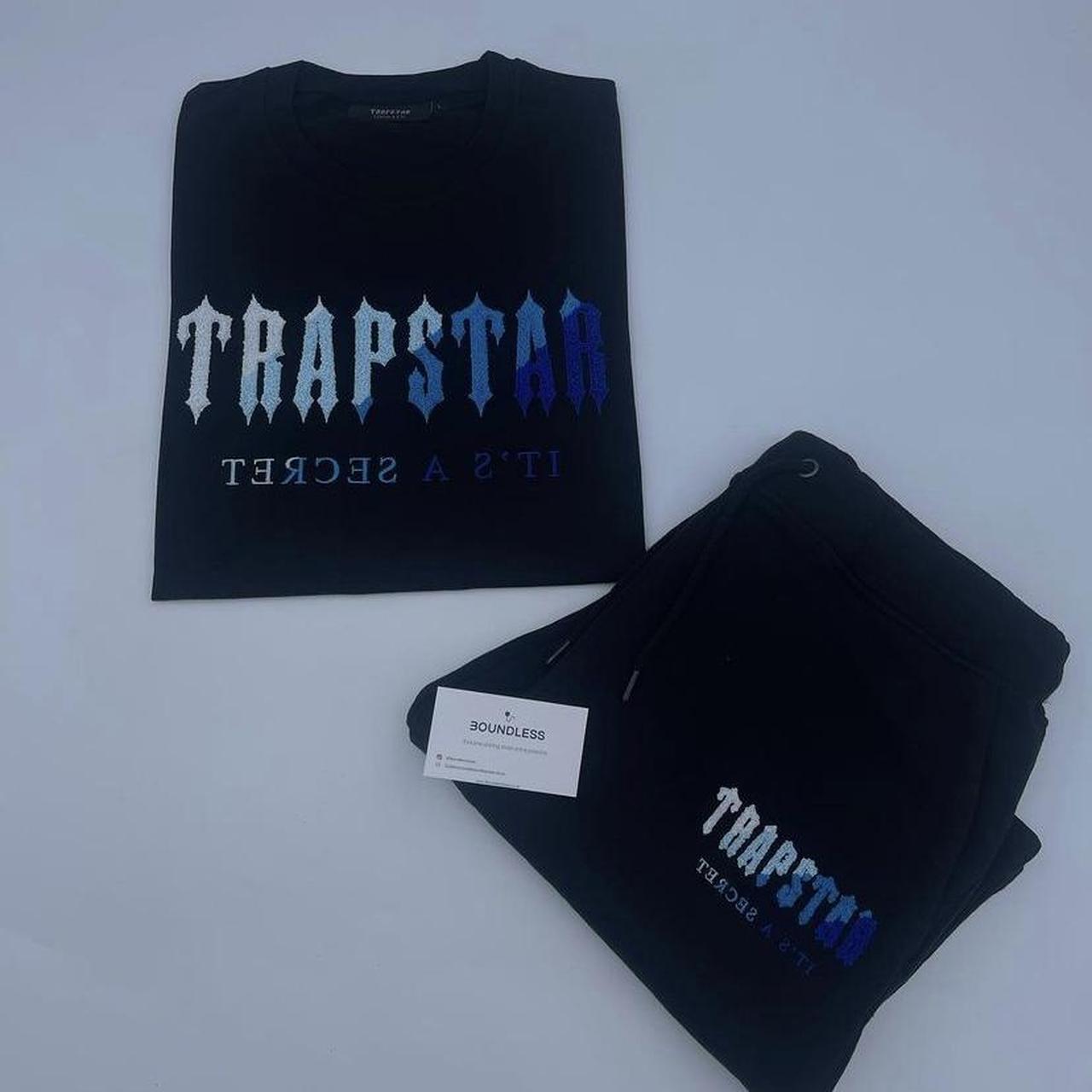 Trapstar chenille decoded short set summer set black... - Depop