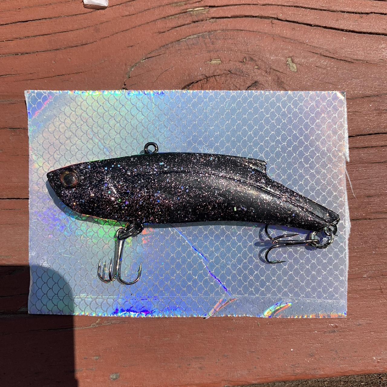 Handmade rattletrap fishing lure black with pink... - Depop