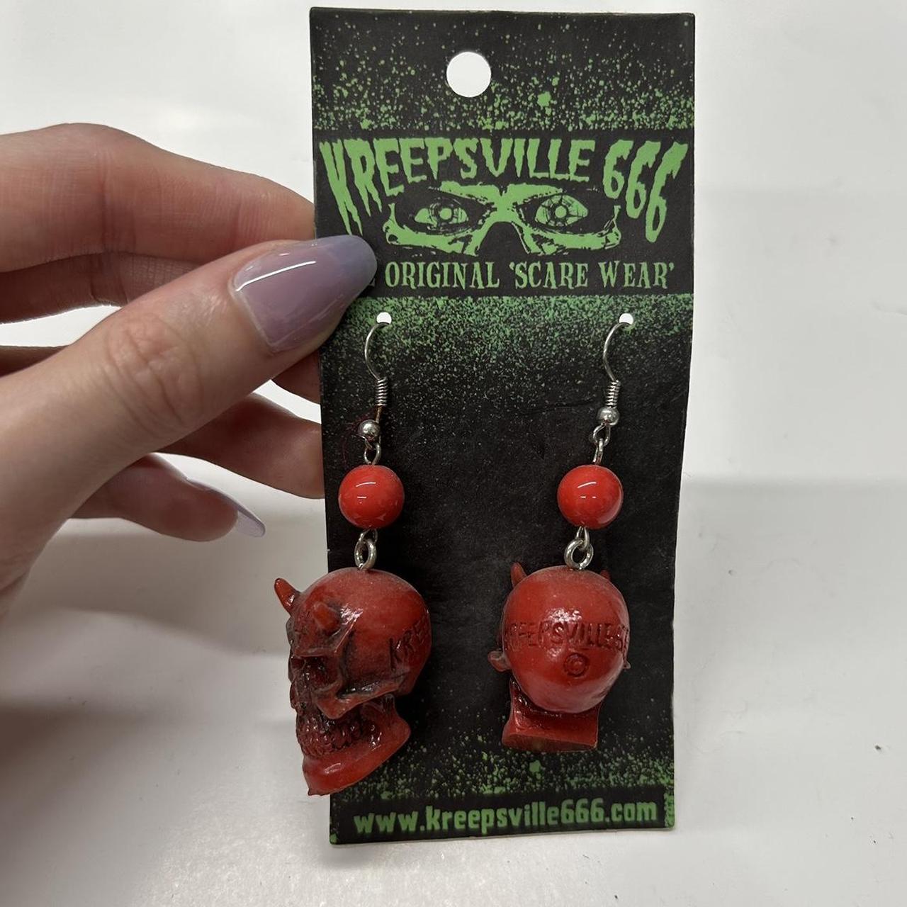 Kreepsville 666 devil skull earrings - Depop