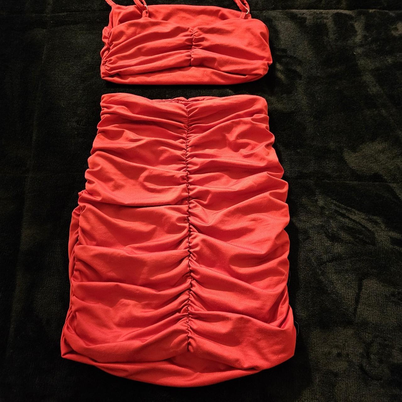 Sexy red 2 piece set Crop top and skirt Bought on... - Depop