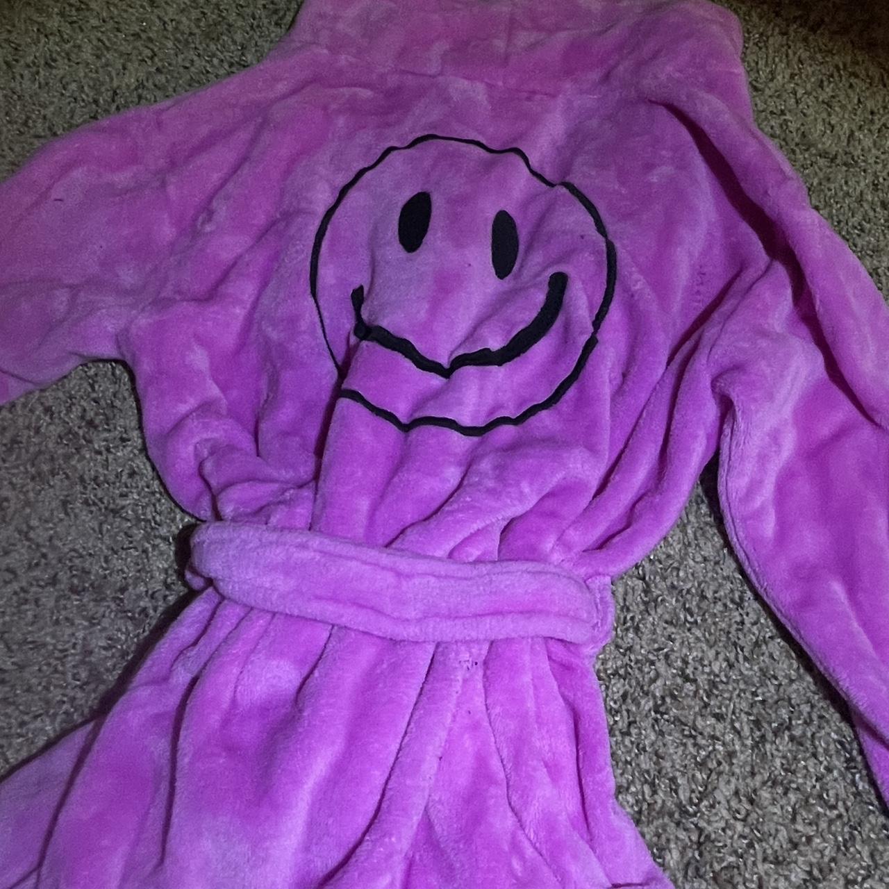 HOT/DARK PINK KIDCORE SMILEY FACE OS ROBE soft and... | Depop
