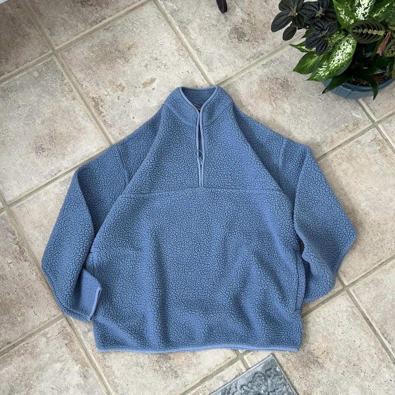 Blue Sherpa Quarter Zip Hoodie, nice baggy fit... - Depop