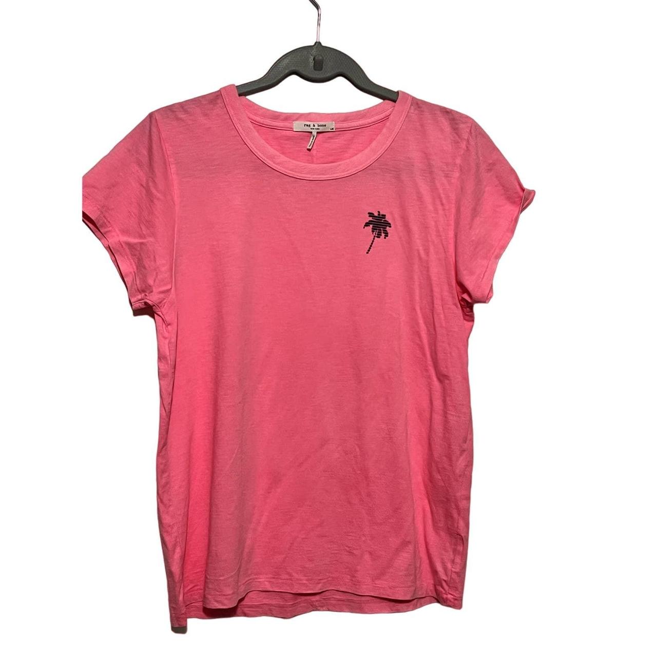 Rag and Bone Pink Palm tree Crew Neck Size Large... - Depop