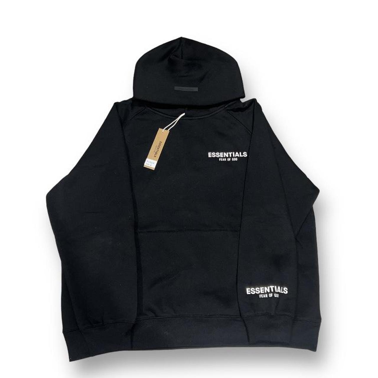 Medium black small logo essentials hoodie. - Depop
