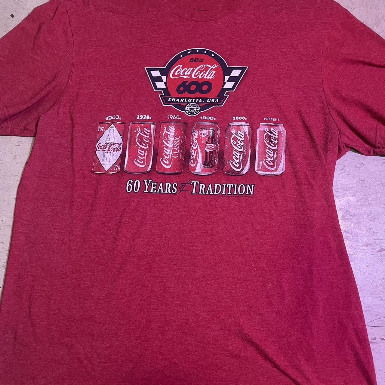 Vintage Coca-Cola red crewneck shirt large graphic... - Depop