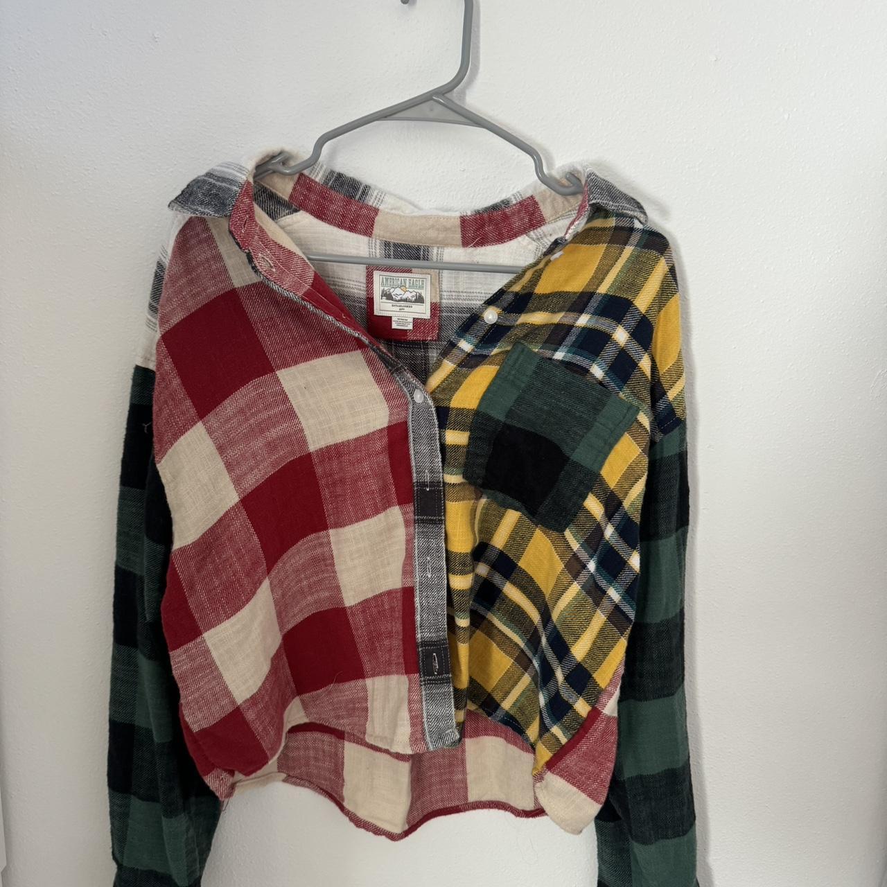 American Eagle Colorblock Flannel -size medium... - Depop