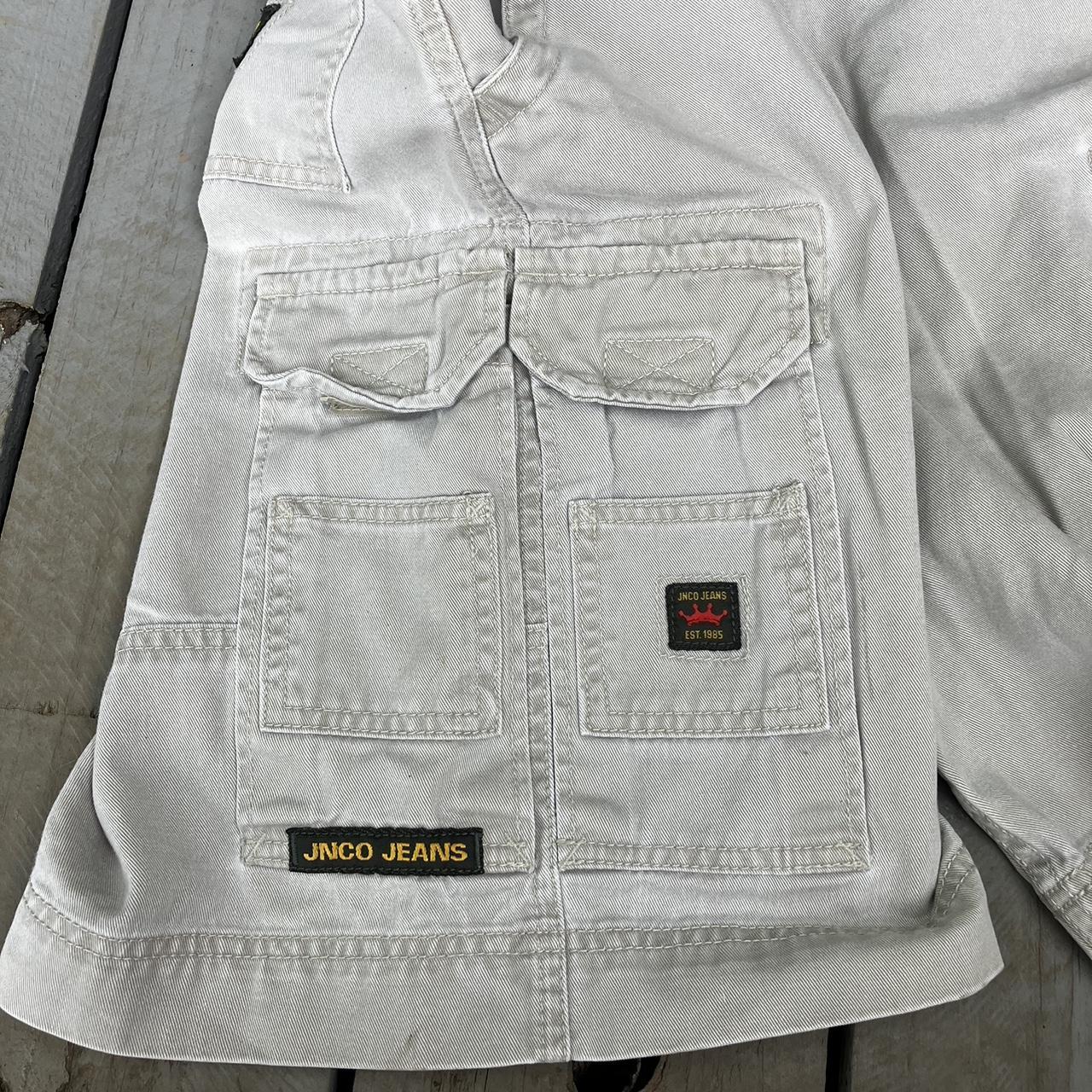 JNCO jeans khaki cargo shorts. Beautiful embroidery.... - Depop