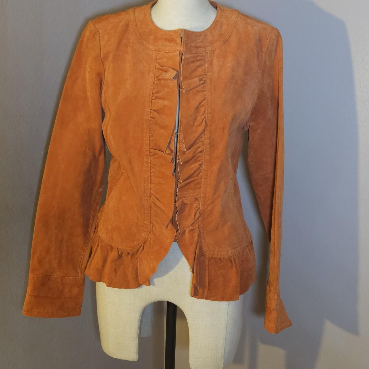 Vintage orange suede jacket! Has a small pen marking... - Depop