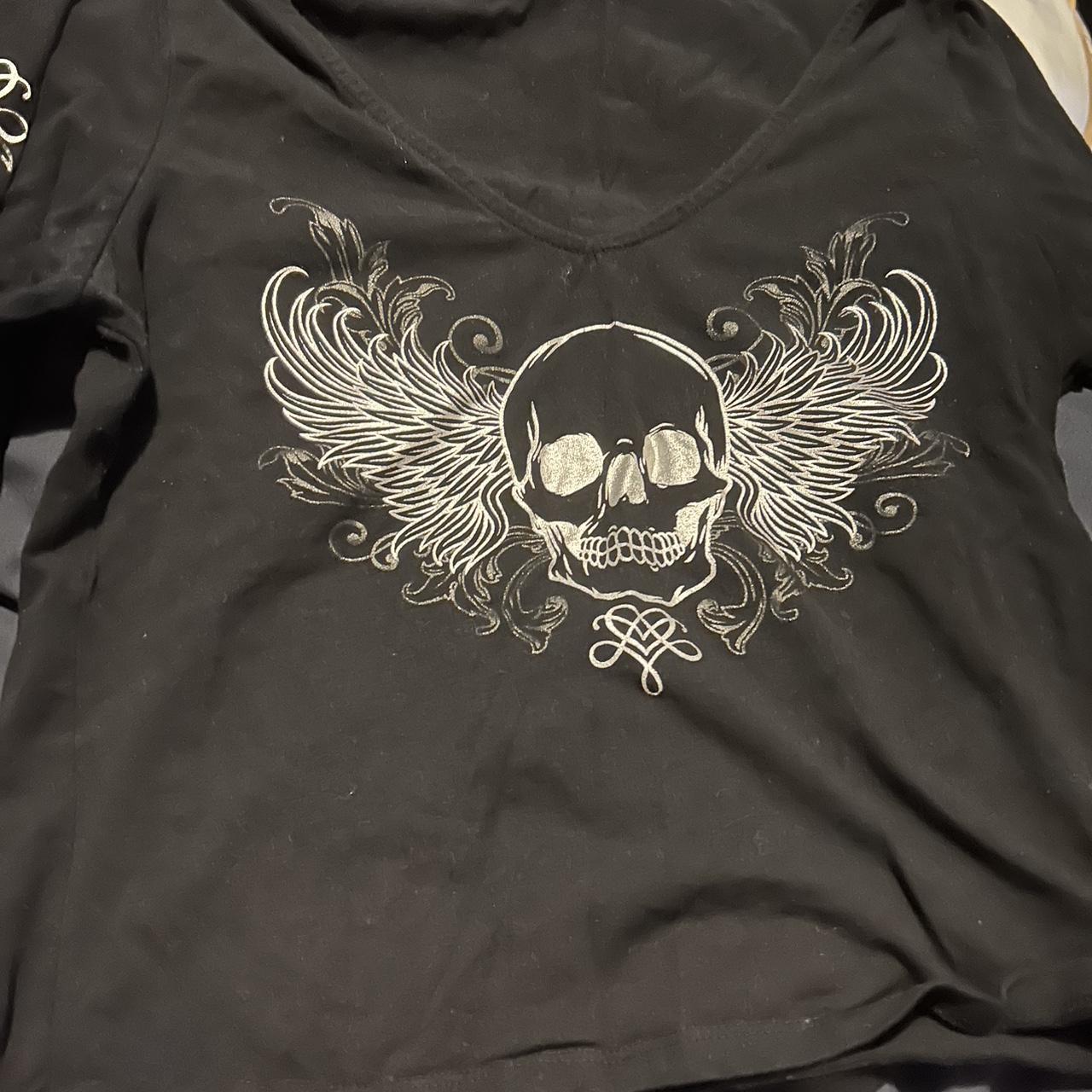 skull long sleeve shirt from hot topic - 1 flaw, no... - Depop