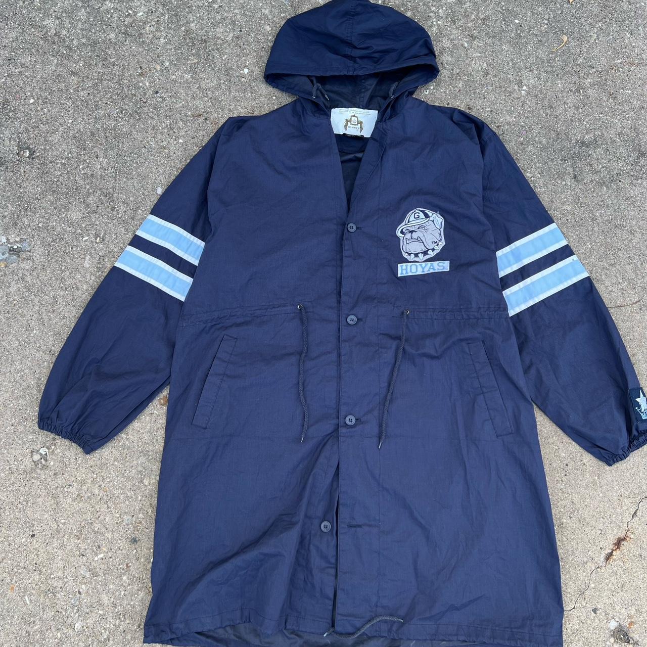 80s Georgetown University long Rain coat - Depop