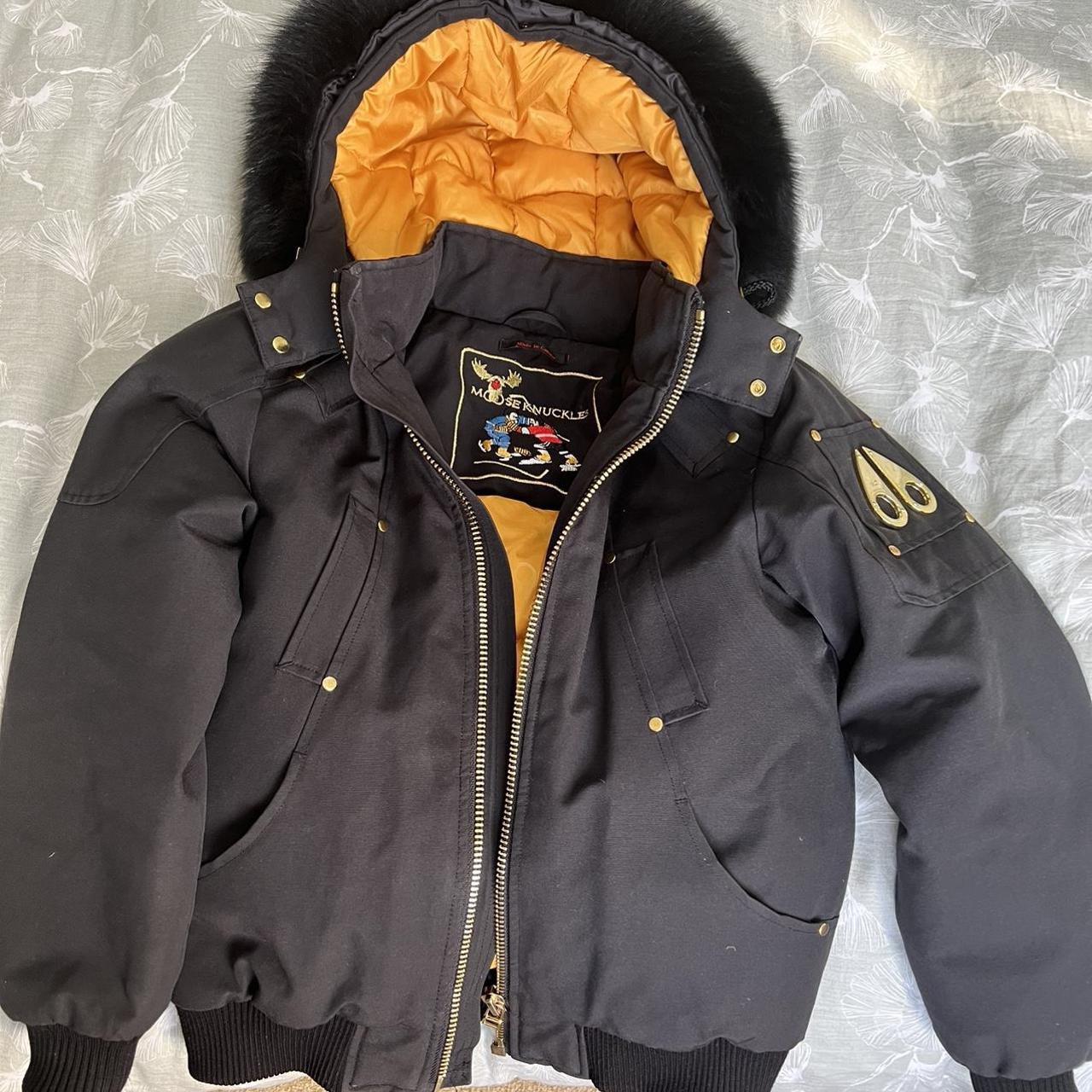 Authentic boys Moose Knuckles coat Black fur... - Depop