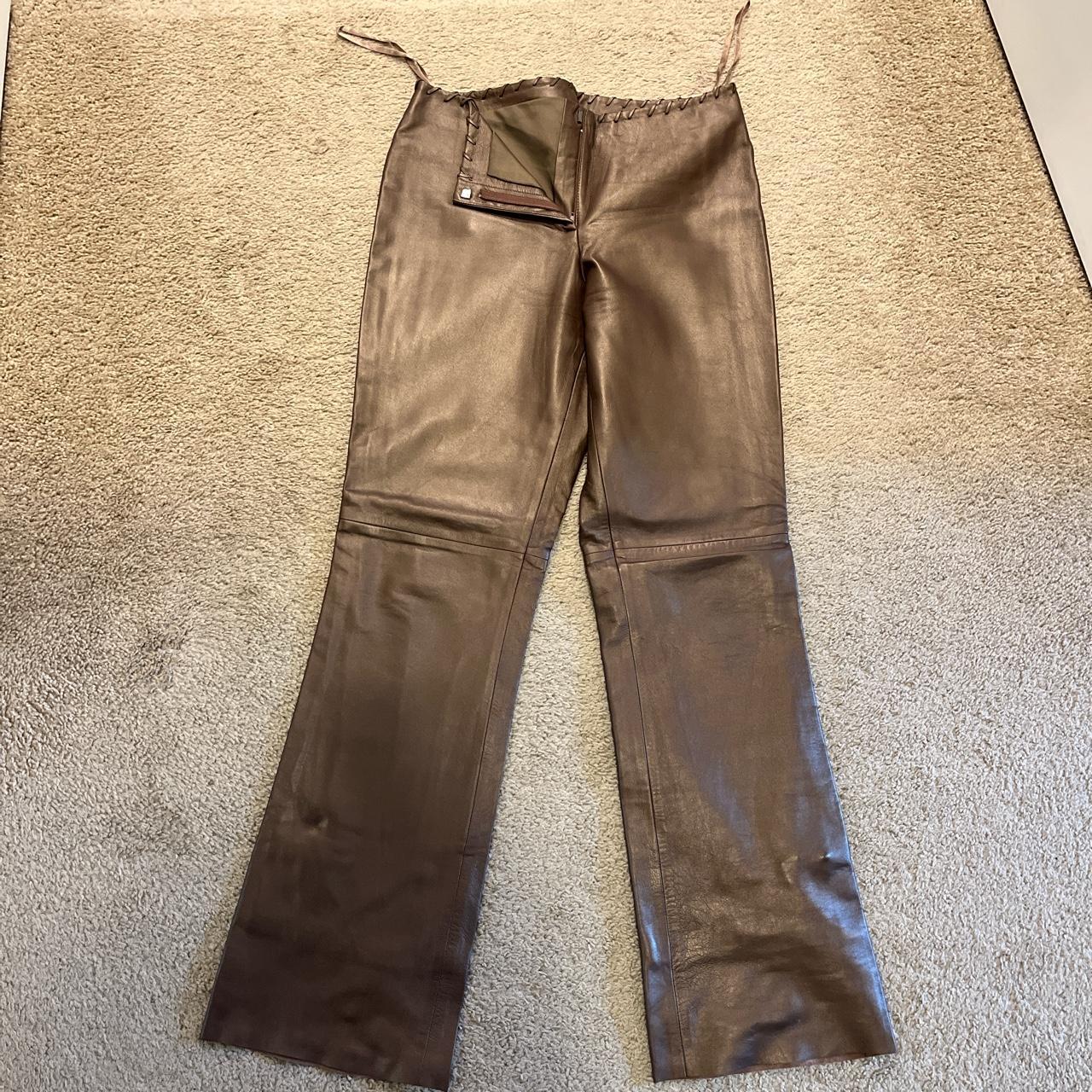 Caché bronze leather pants size 8. Just noticed... - Depop
