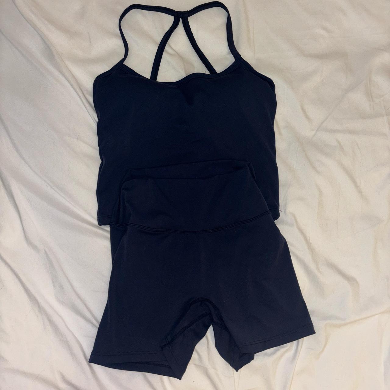 navy blue workout set - worn once off tiktok shop!... - Depop
