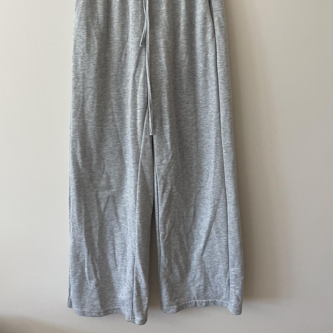 Grey wide leg trackies With drawstring V good... - Depop