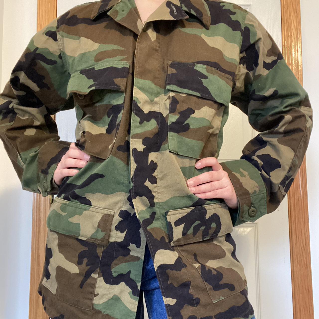 vintage woodland army jacket size small... - Depop