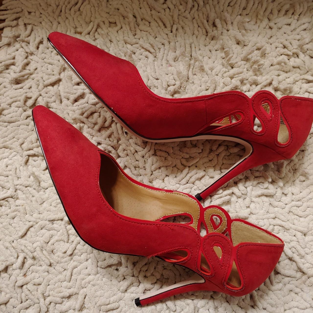 3 inch Red suede heels from Just Fab - Depop