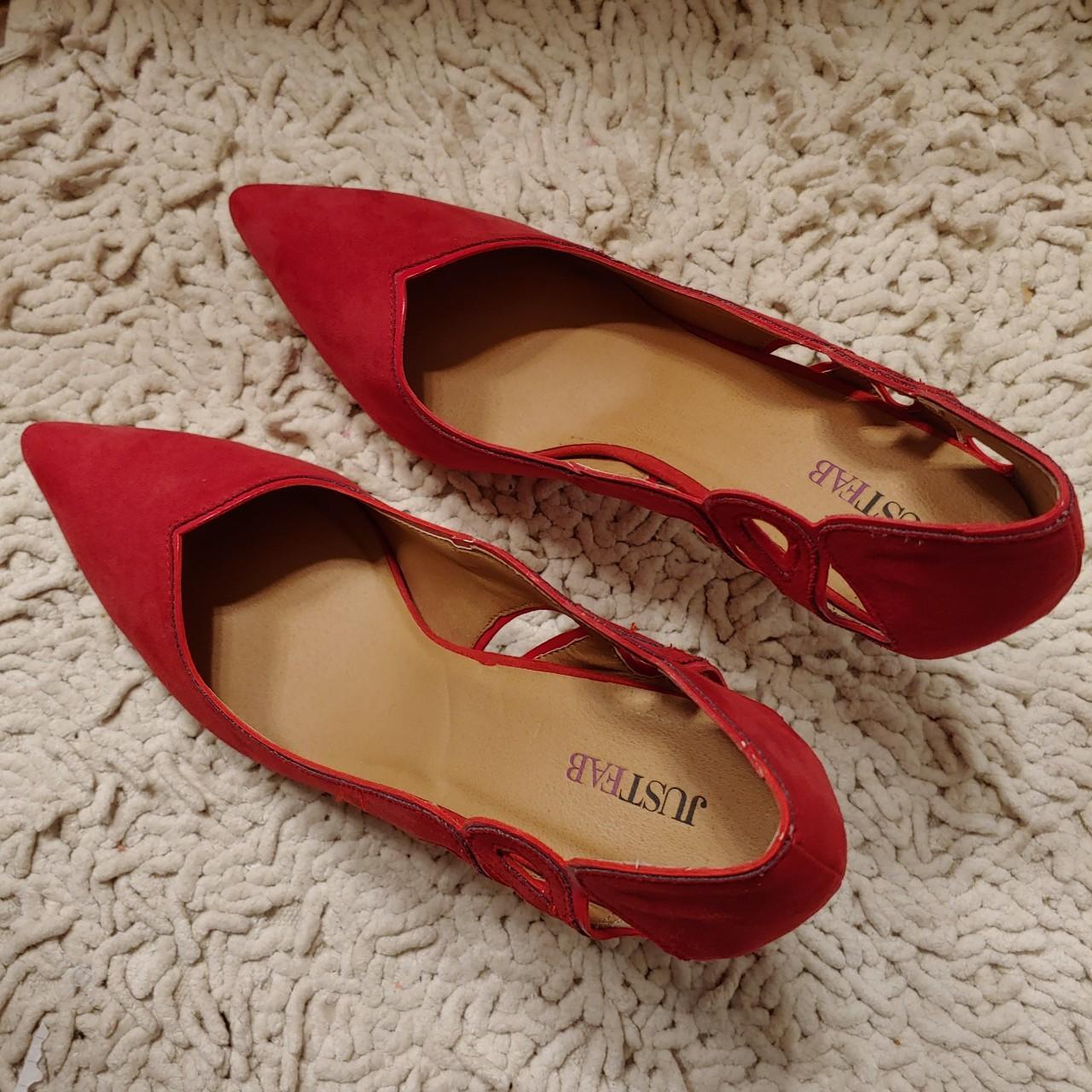 3 inch Red suede heels from Just Fab - Depop