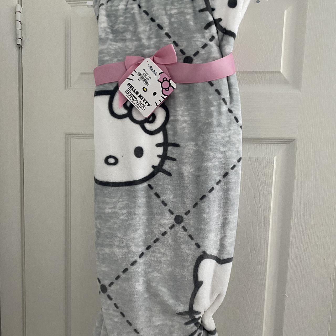 Hello kitty grey diamond twin blanket, selling for... - Depop