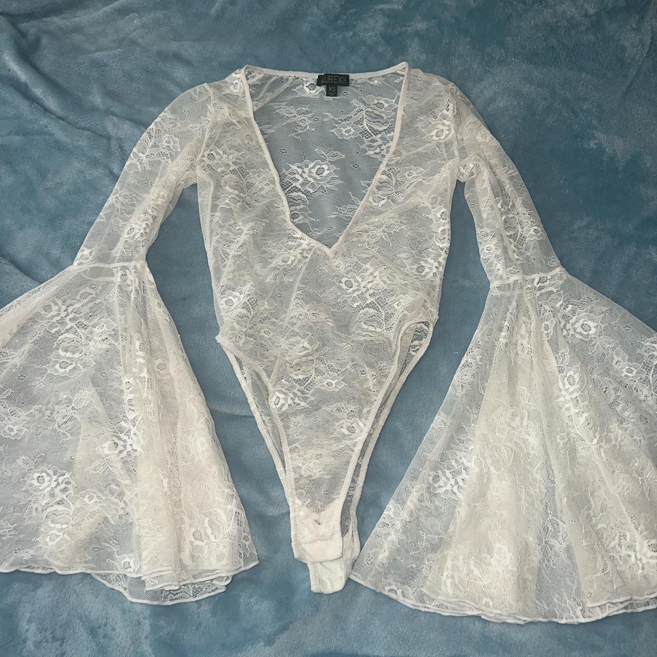 White Rave Angel Bodysuit- size XS - Depop