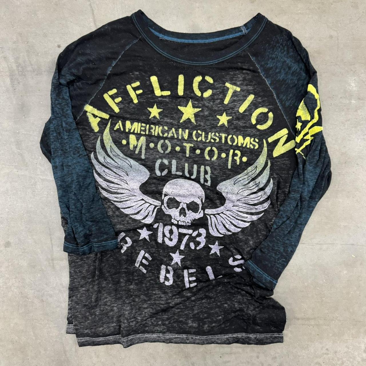 Early 2000s women’s affliction grunge, long sleeve... - Depop