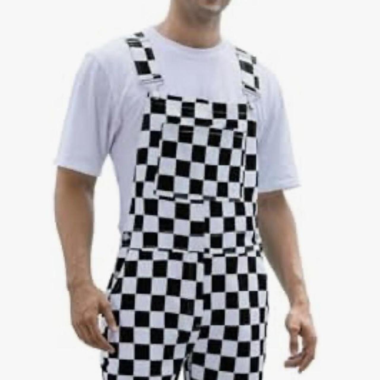 New Black and white checkered overalls with... | Depop