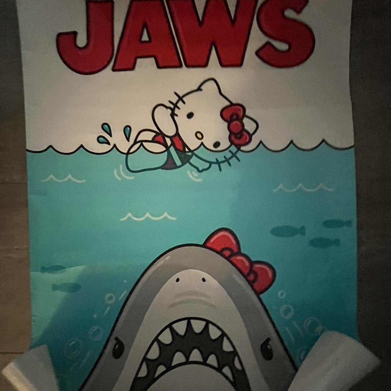 jaws hello kitty poster was a gift but too big for... - Depop