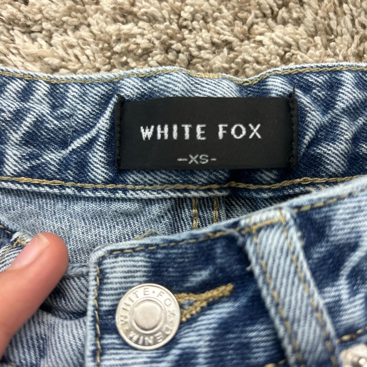 white fox jeans, size xs, worn once, very long, fits... - Depop
