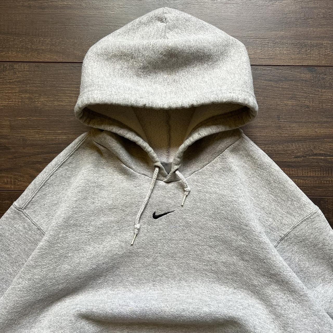 Vintage Y2K Grey Nike Center Swoosh Hoodie Silver... - Depop
