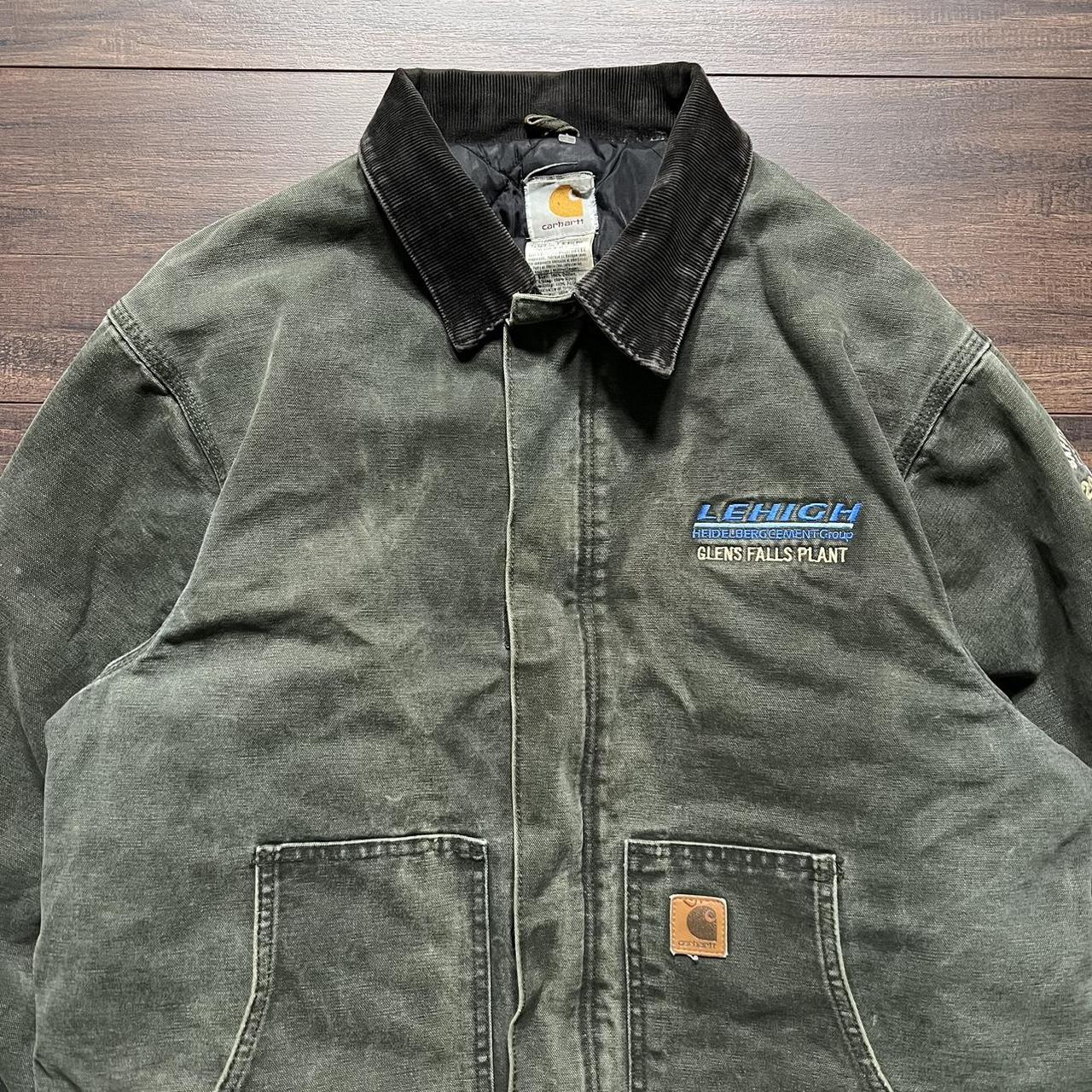 Vintage Faded Green Carhartt Jacket Size - XL Tall... - Depop