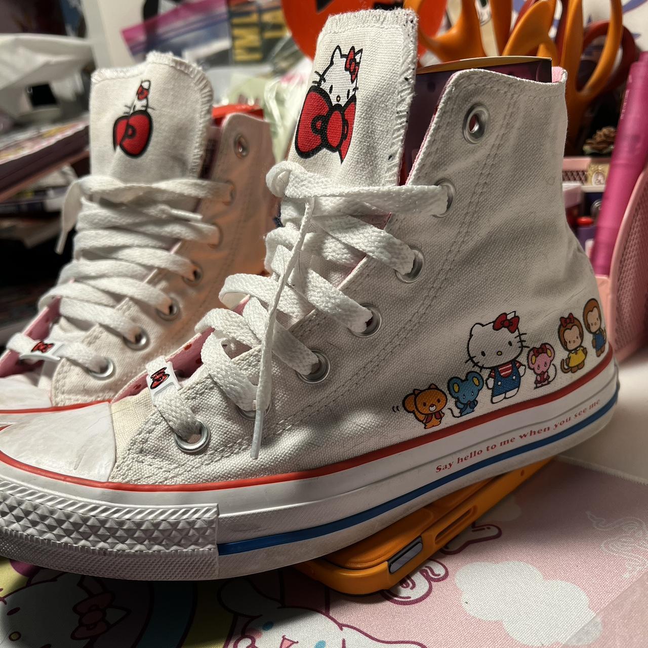Hello Kitty High-top Converse • Women’s size 7 /... - Depop
