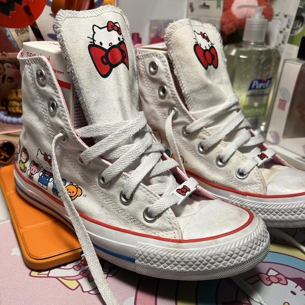 Hello Kitty High-top Converse • Women’s size 7 /... - Depop