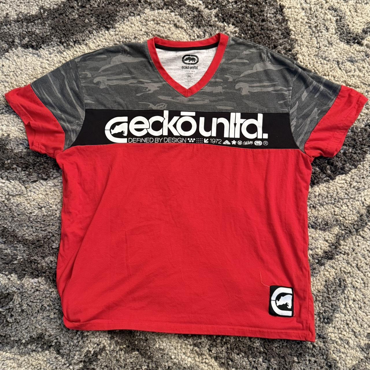 red and camo ecko unltd. tee affliction... | Depop