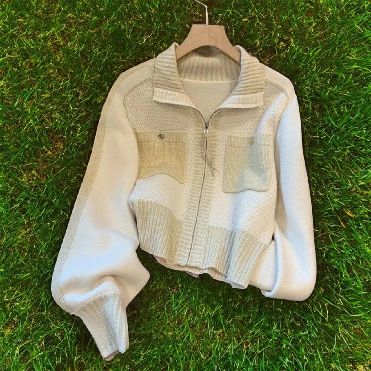 Vintage Casual Full-Zip Knit Sweater Bust: 104... - Depop