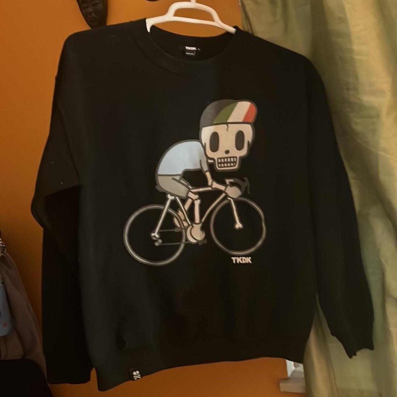 Tokidoki sweatshirt, black color with skull on bike... - Depop