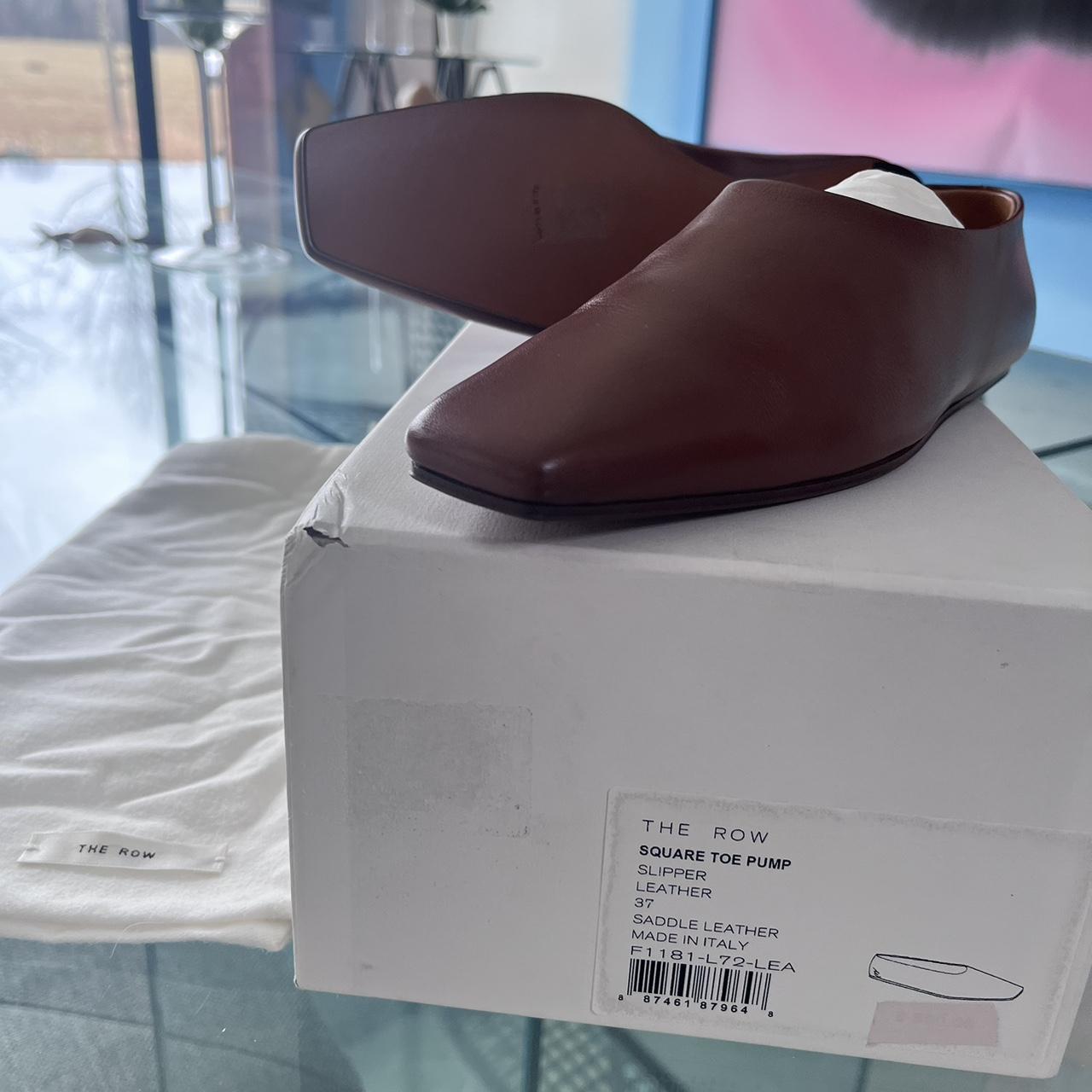 THE ROW Square toe slipper leather 37 Saddle... - Depop