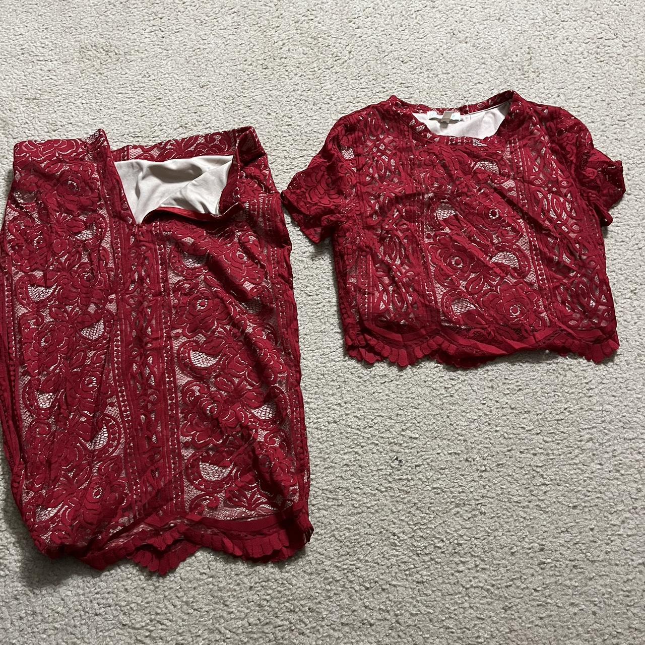 Red two piece outfit - Depop