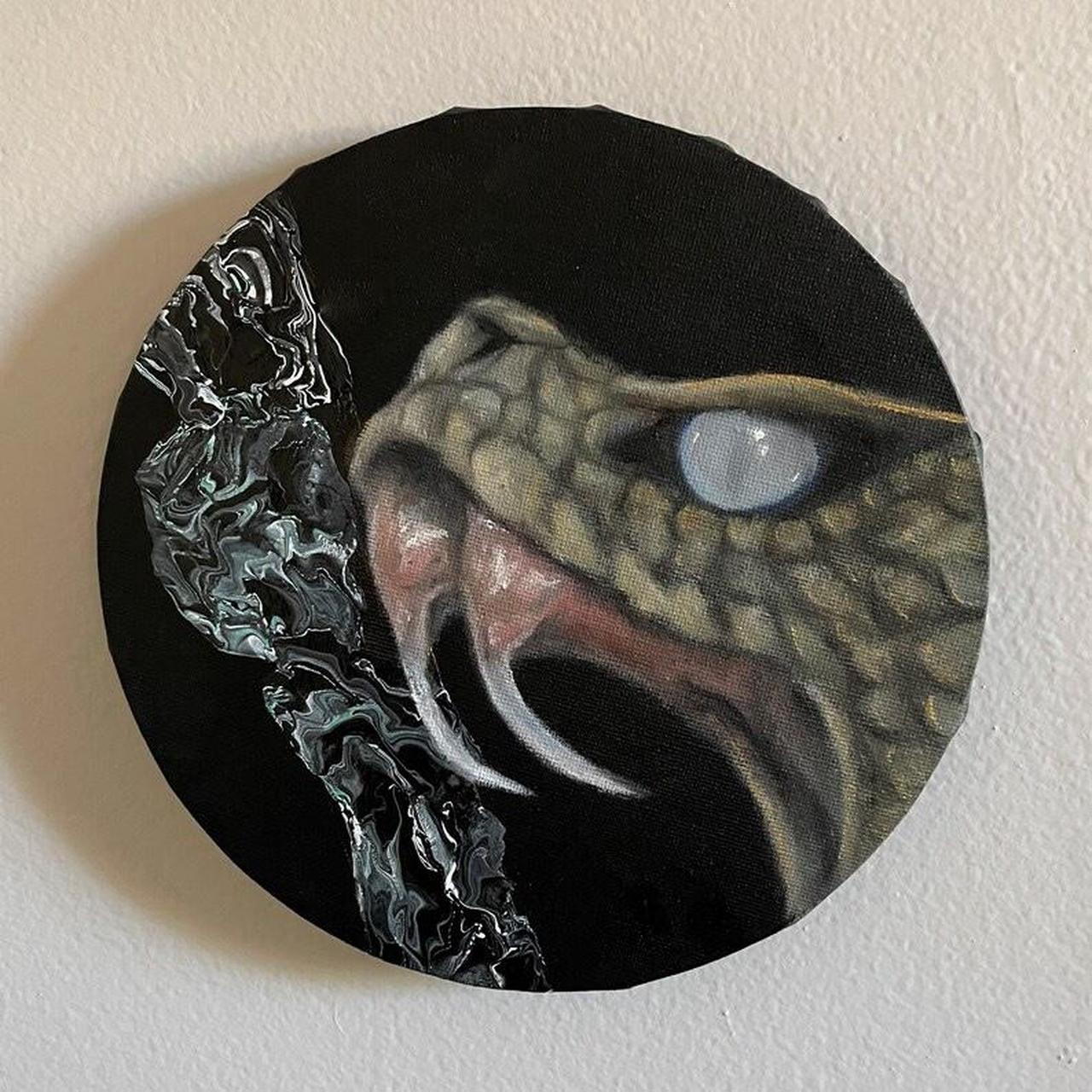 Hand-painted snake art piece Original mixed media... - Depop