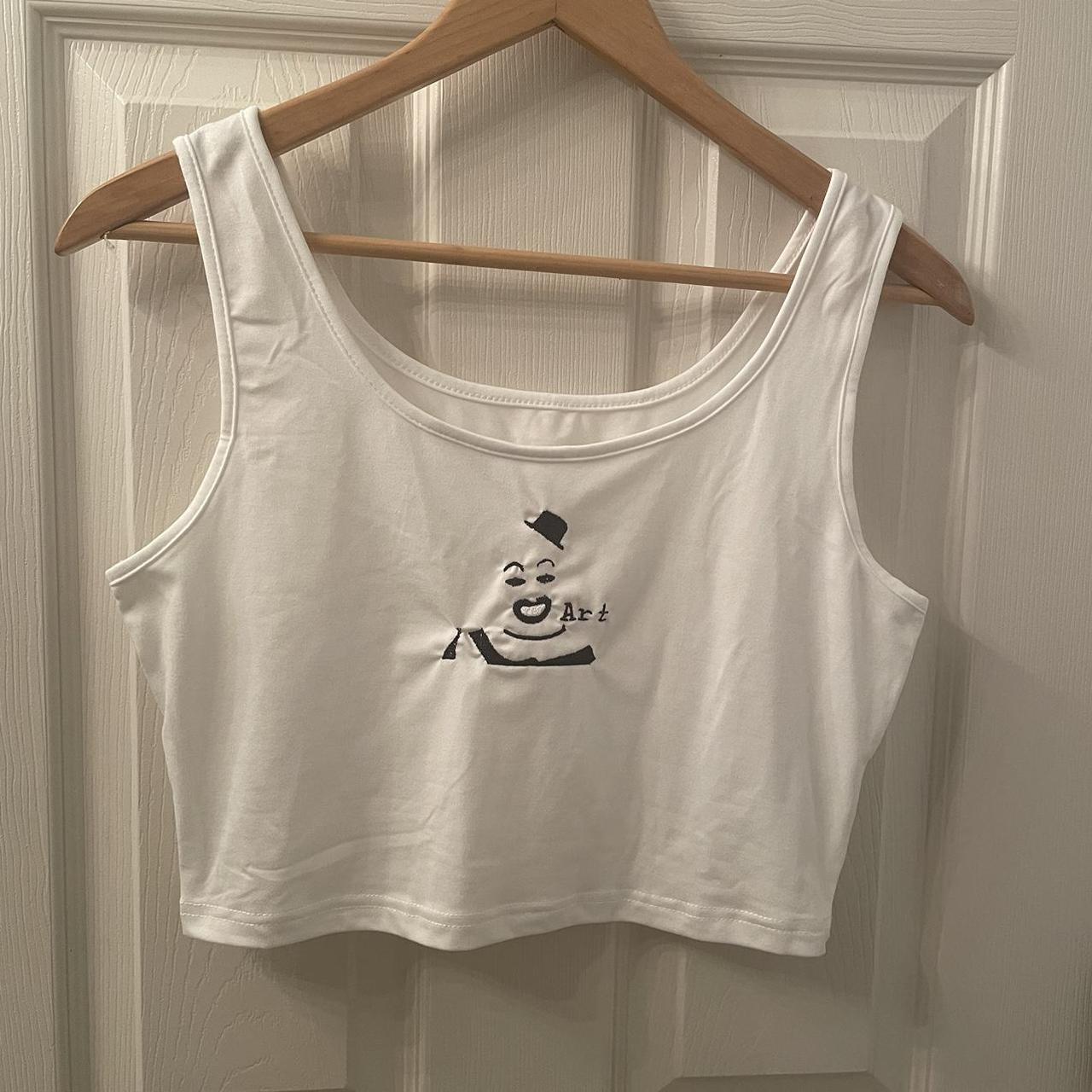 Art the clown from Terrifier Embroidered white... - Depop