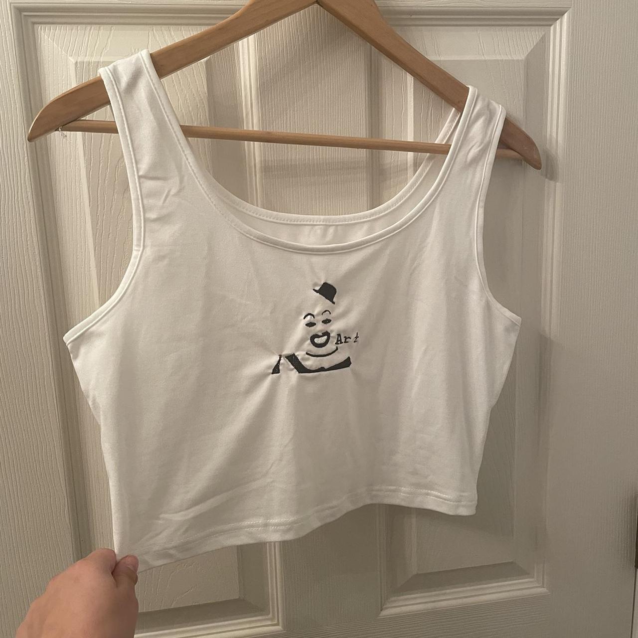 Art the clown from Terrifier Embroidered white... - Depop