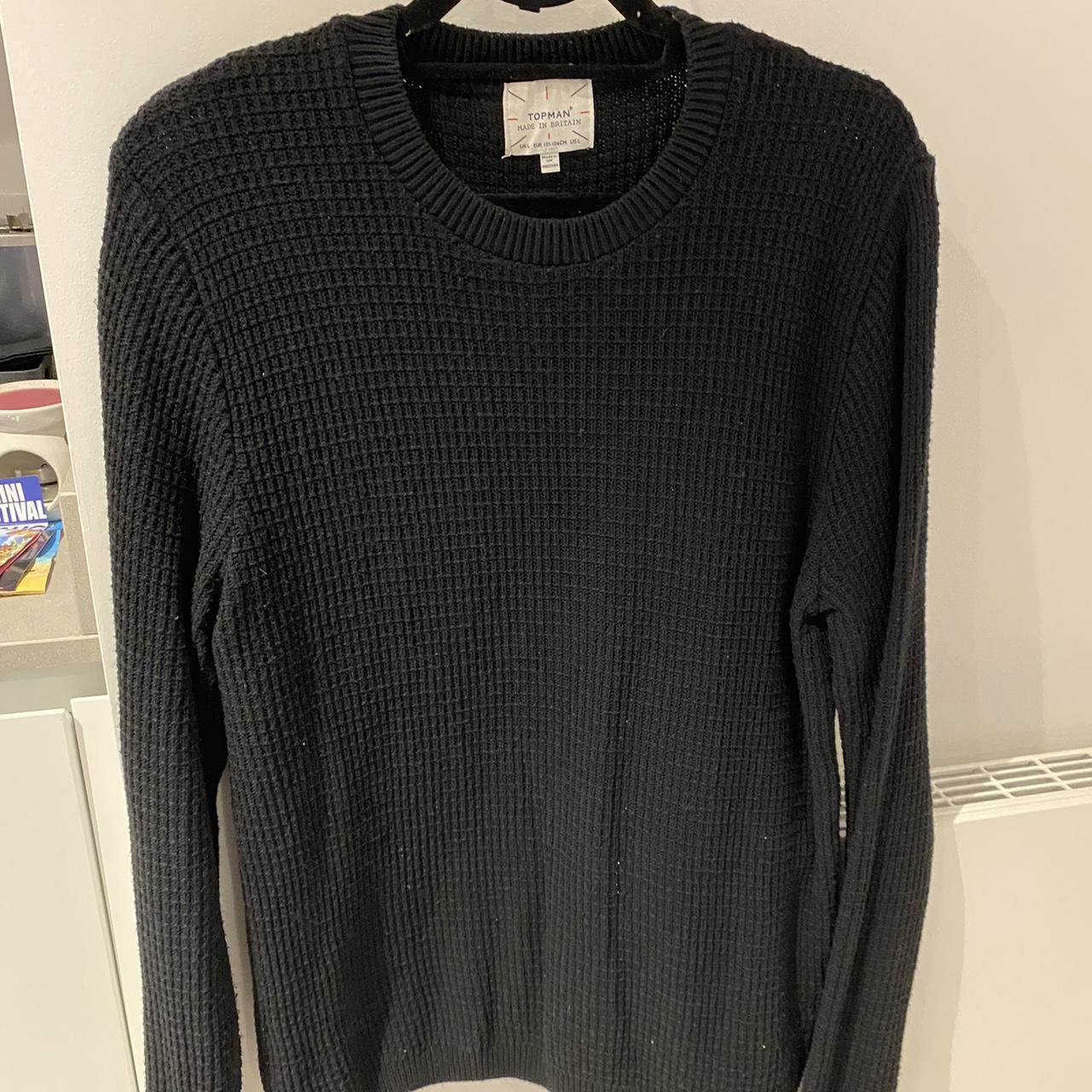 Topman Black Crew Neck Jumper. Worn a handful of... - Depop