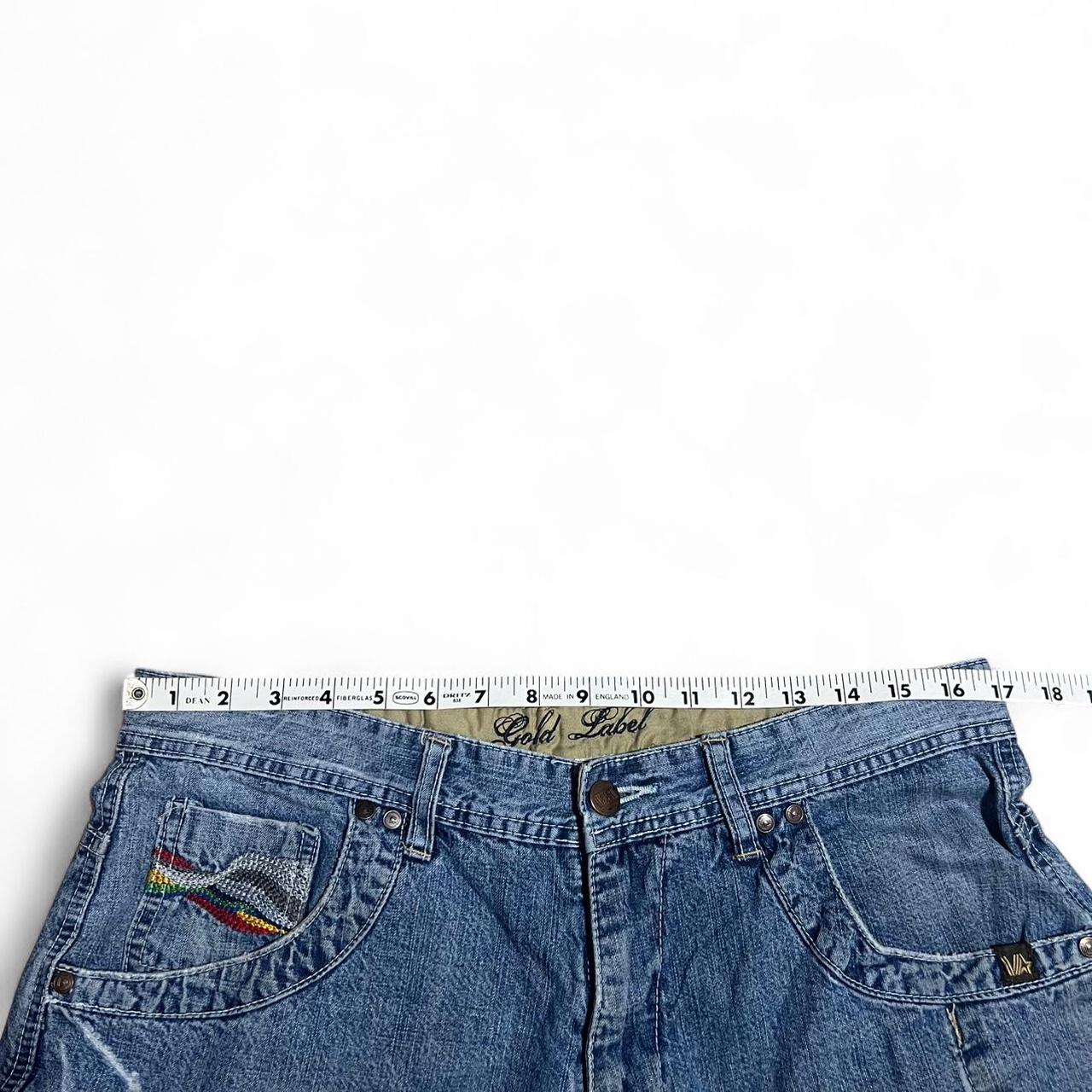 Fire Super Long Y2K Gold Label Jorts with... | Depop